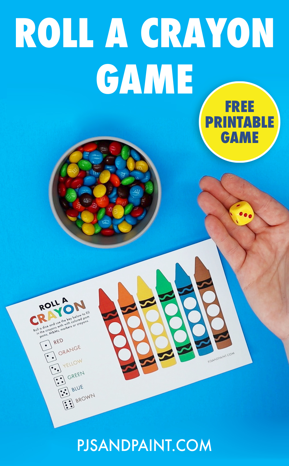 Free Printable Roll a Crayon Game - Pjs and Paint