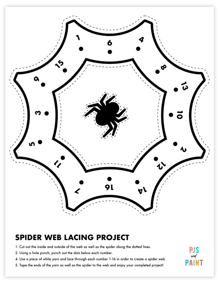 Spider Web Lacing Craft - With Free Printable Template