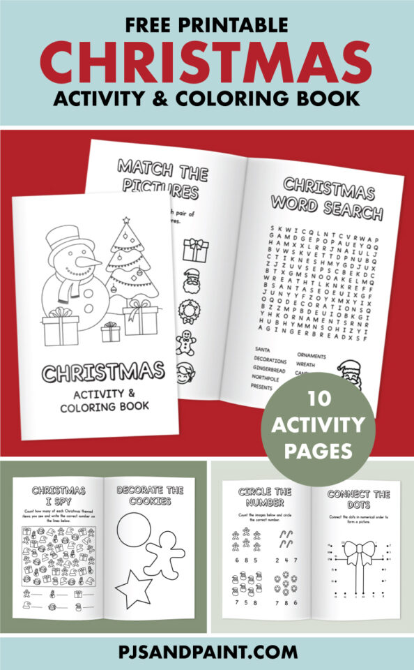 Free Printable Christmas Activity and Coloring Book - Pjs and Paint