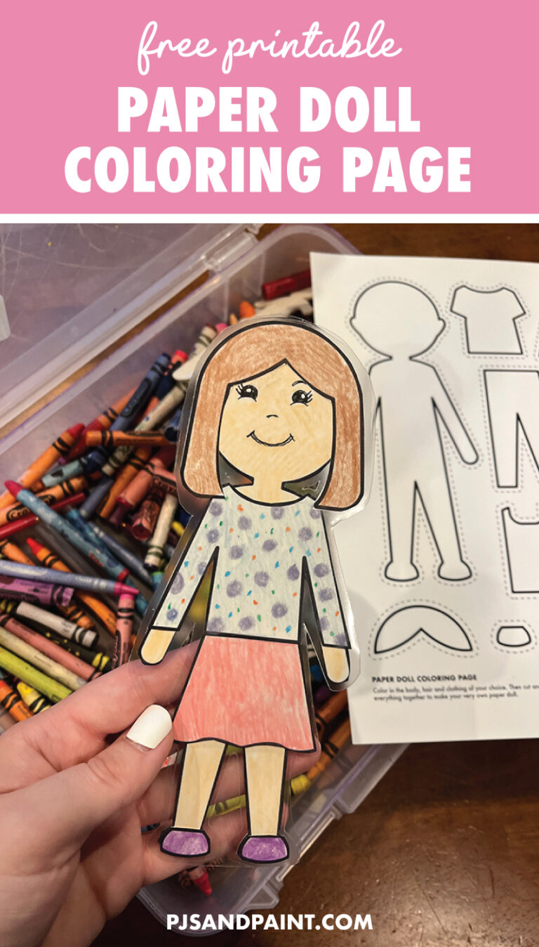 Free Printable Paper Doll Coloring Page - Pjs and Paint