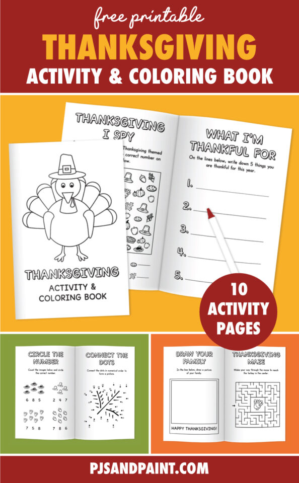 Free Printable Thanksgiving Activity and Coloring book for Kids