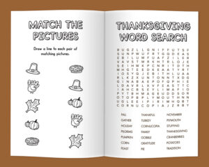 Free Printable Thanksgiving Activity and Coloring book for Kids