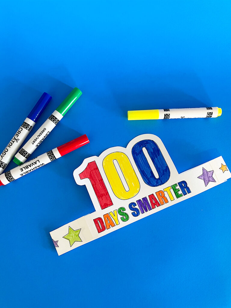 Free Printable 100th Day of School Hat - Pjs and Paint