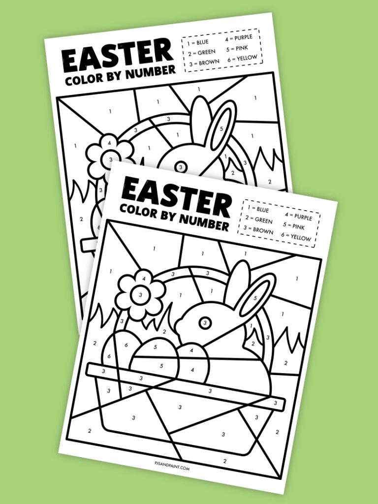 Free Printable Easter Color by Number Worksheet - Pjs and Paint