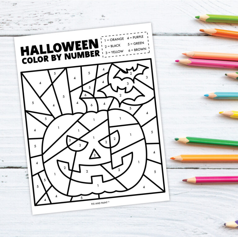 Free Printable Halloween Color by Number Worksheet