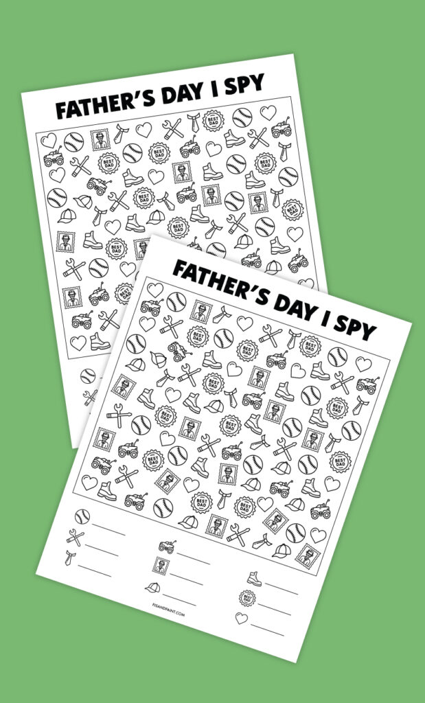 Free Printable Father's Day I Spy - Pjs and Paint