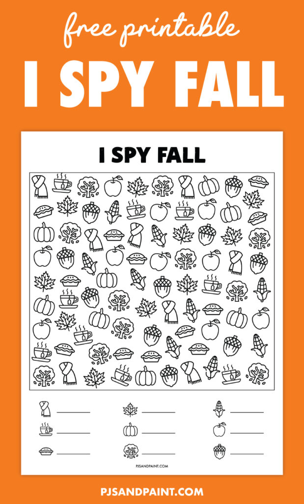 Free Printable Fall I Spy Game for Kids - Pjs and Paint
