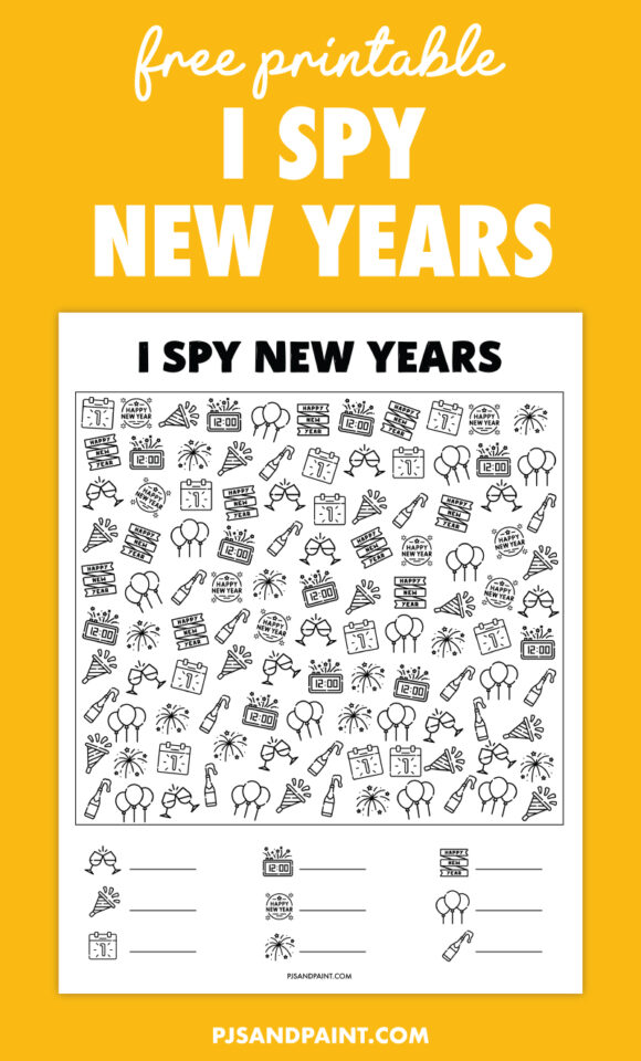 Free Printable New Year's I Spy - Pjs and Paint