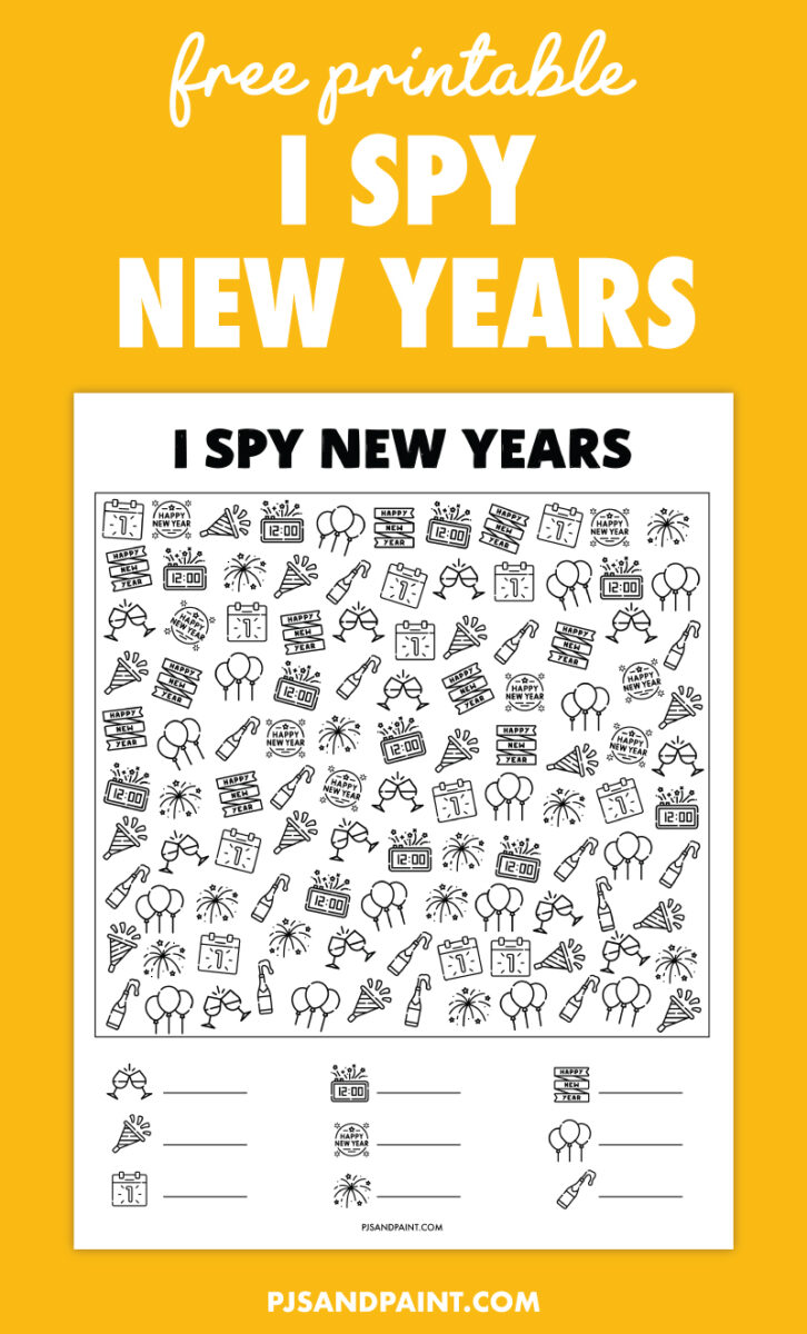Free Printable New Year's I Spy - Pjs and Paint