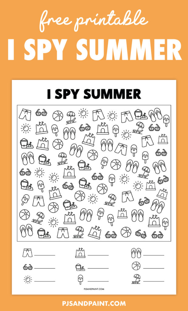 Free Printable Summer I Spy - Pjs and Paint