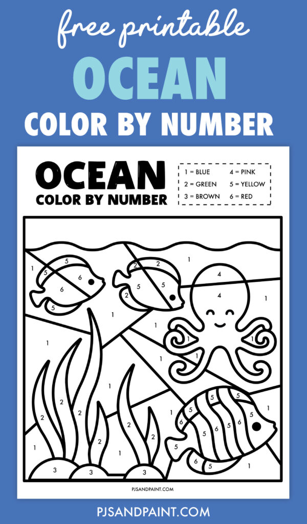 Free Printable Ocean Color by Number Worksheet - Pjs and Paint