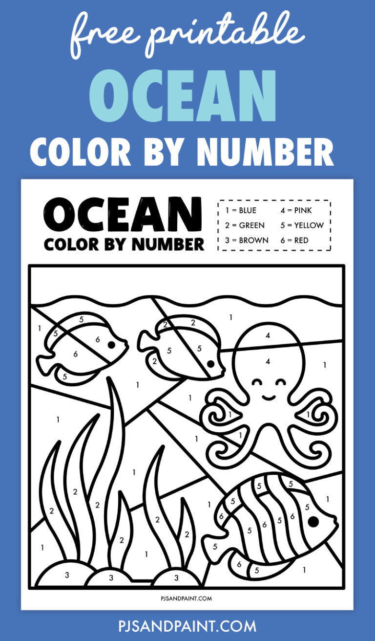 Free Printable Ocean Color by Number Worksheet - Pjs and Paint
