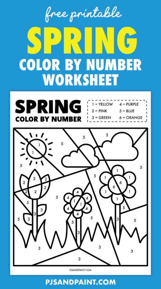 Free Printable Spring Color By Number Worksheet - Pjs and Paint