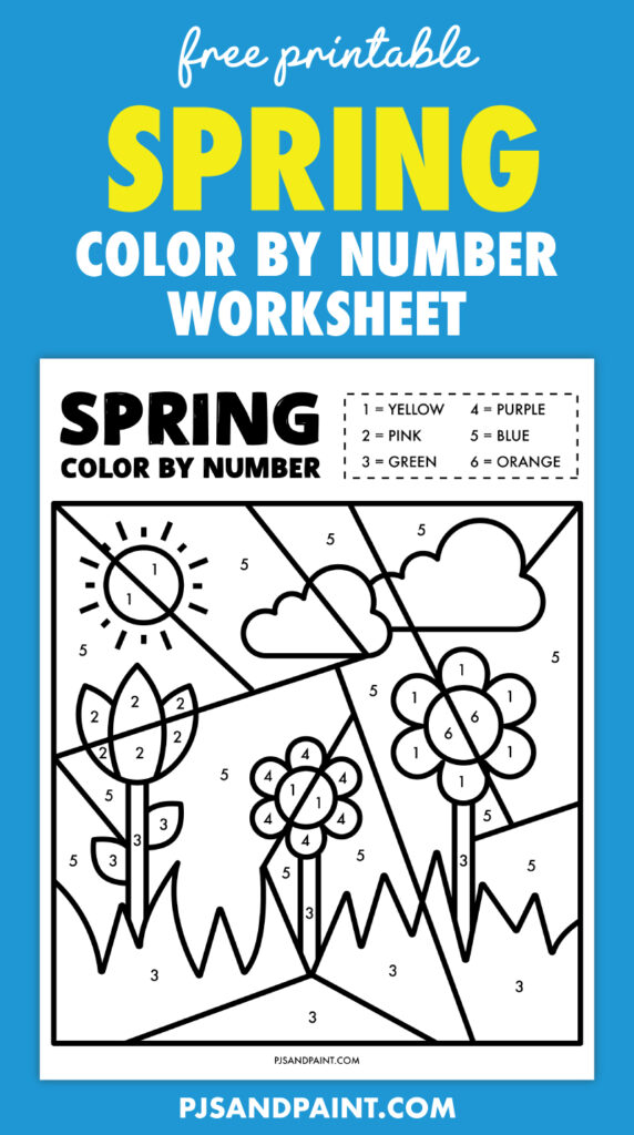 Free Printable Spring Color By Number Worksheet - Pjs and Paint