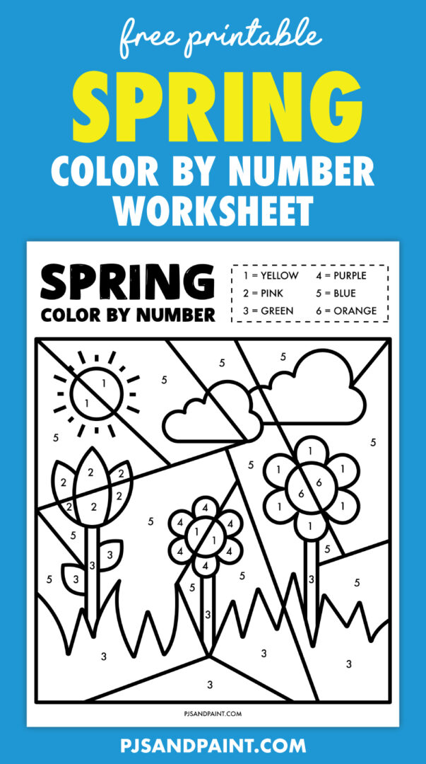 Free Printable Spring Color By Number Worksheet - Pjs and Paint
