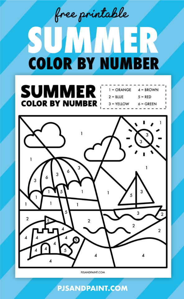 Free Printable Summer Color By Number Worksheet