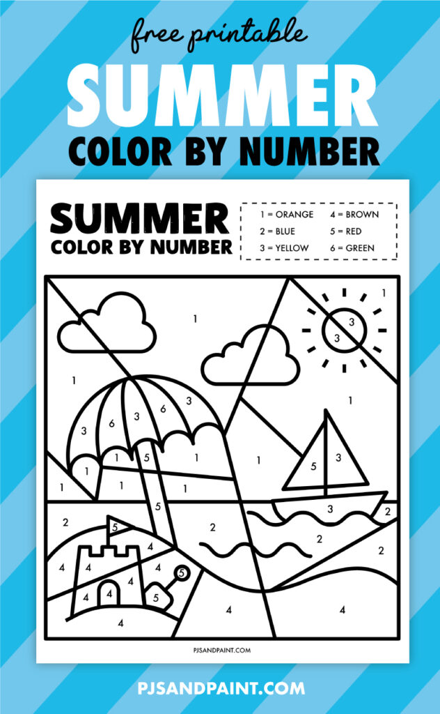 Free Printable Summer Color By Number Worksheet