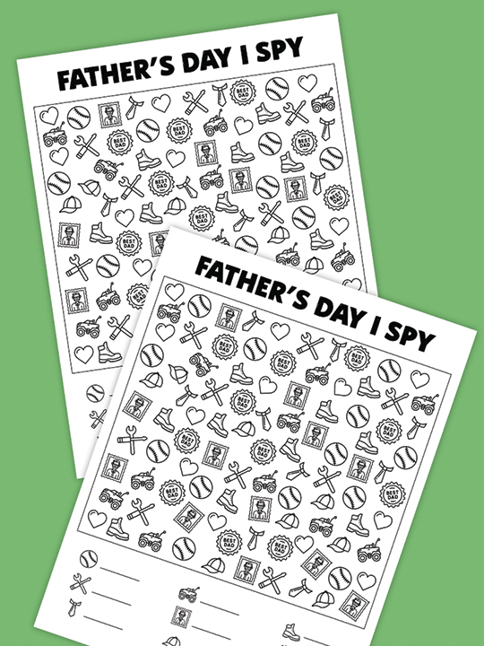 Free Printable Father's Day I Spy - Pjs and Paint