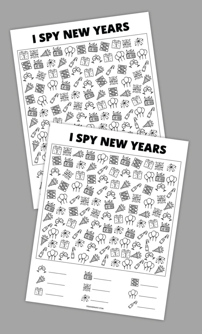 Free Printable New Year's I Spy - Pjs and Paint