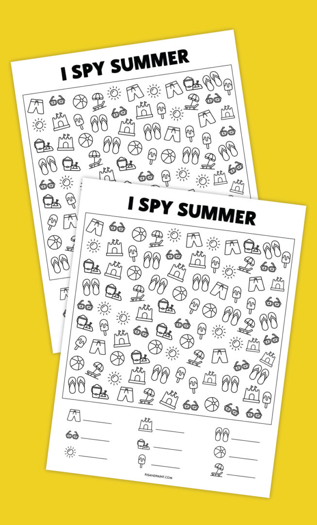 Free Printable Summer I Spy - Pjs and Paint