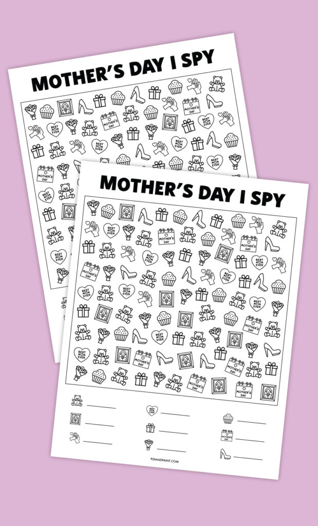Free Printable Mother's Day I Spy - Pjs and Paint