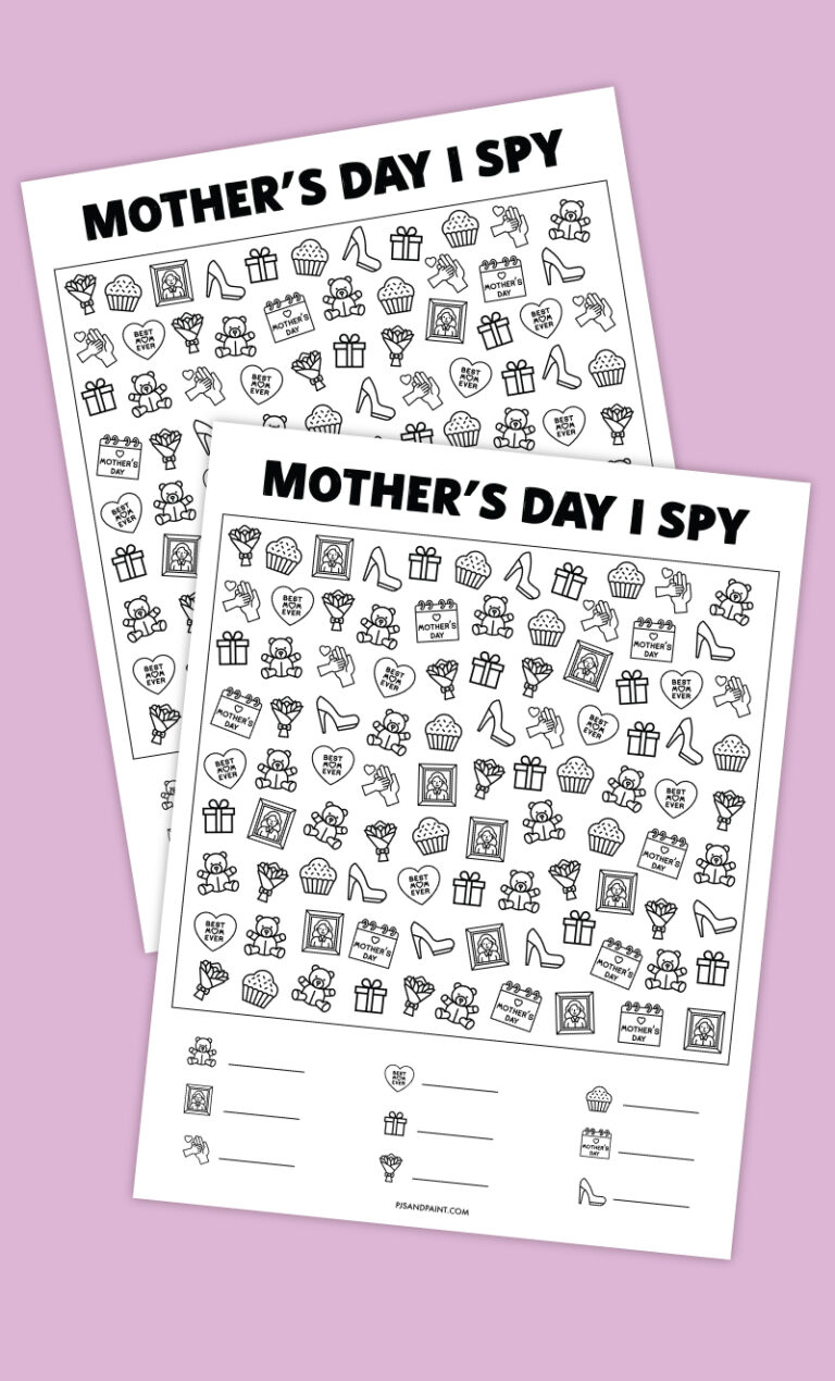 Free Printable Mother's Day I Spy - Pjs and Paint