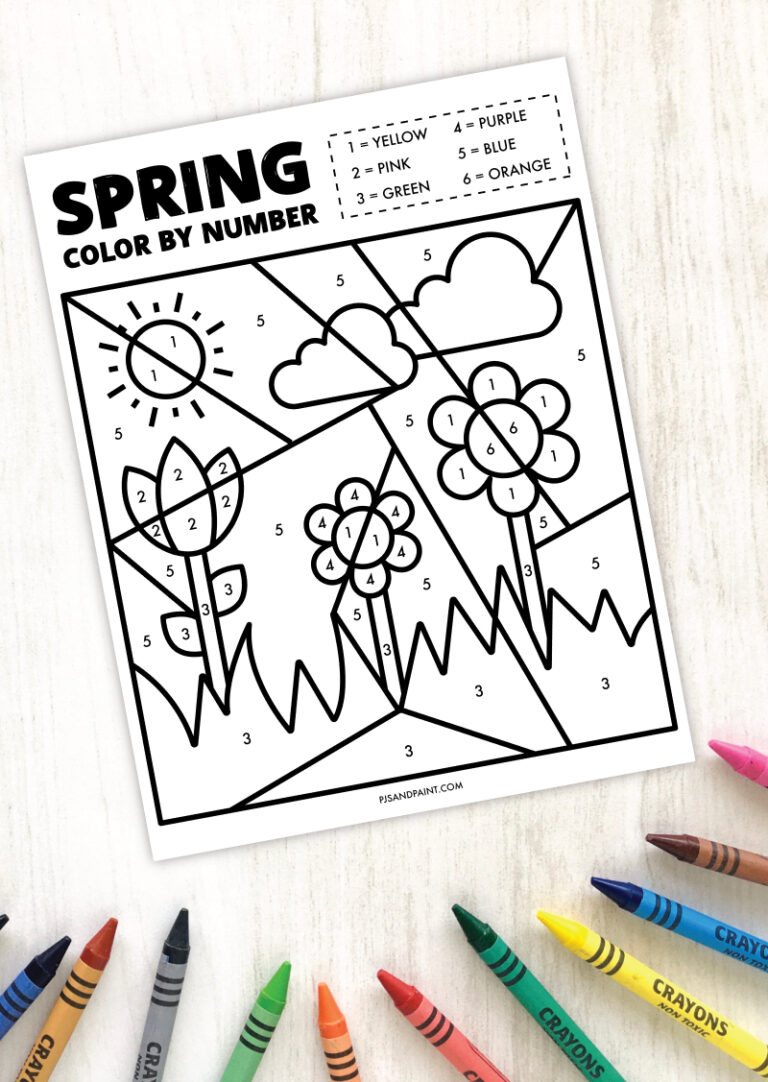 Free Printable Spring Color By Number Worksheet - Pjs and Paint