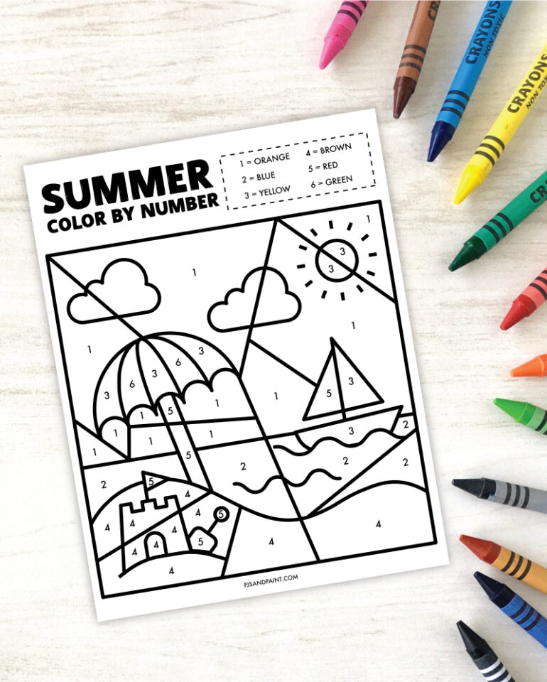 Free Printable Summer Color By Number Worksheet