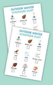 Free Printable Outdoor Winter Scavenger Hunt for Kids - Pjs and Paint