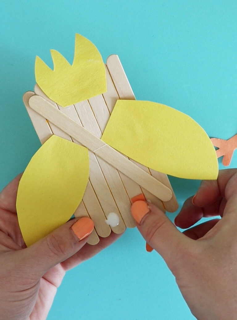 Popsicle Stick Chick Craft - Pjs and Paint