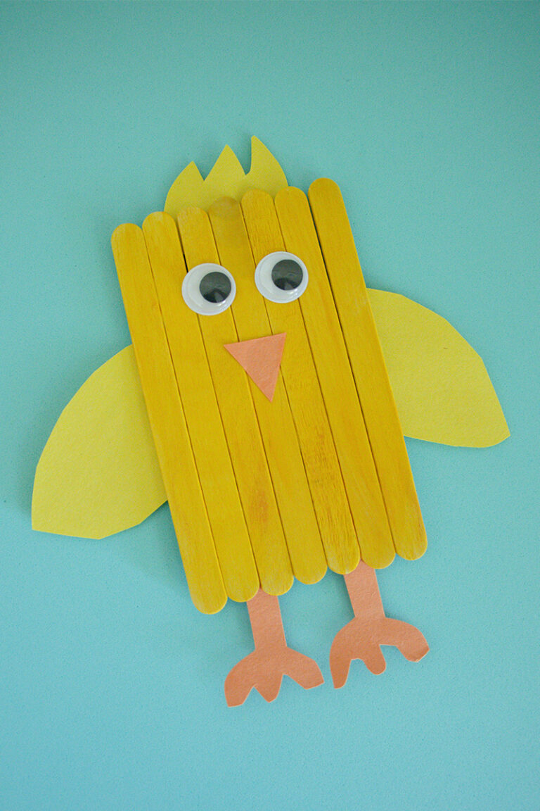 Popsicle Stick Chick Craft - Pjs and Paint