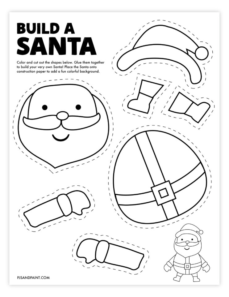 8 Free Printable Christmas Themed "Build Your Own" Crafts - Pjs and Paint