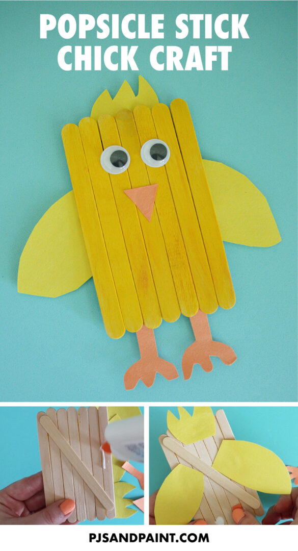 Popsicle Stick Chick Craft - Pjs and Paint