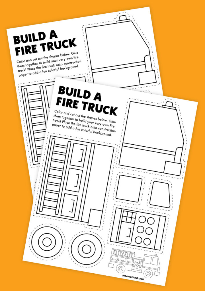 Free Printable Build a Fire Truck Craft - Pjs and Paint