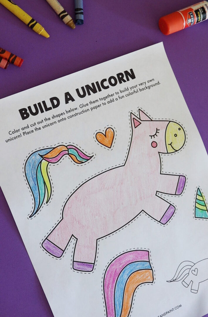 Free Printable Build a Unicorn Craft - Pjs and Paint