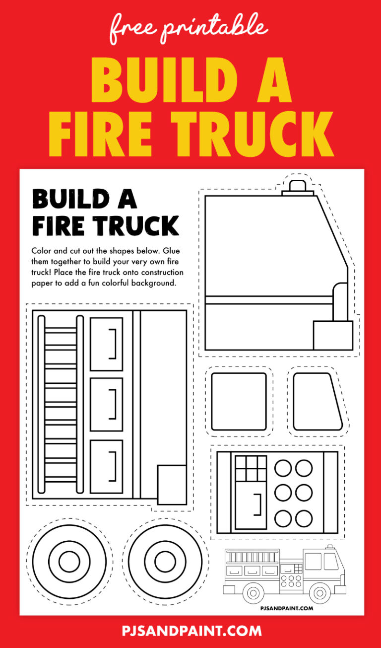 Free Printable Build a Fire Truck Craft - Pjs and Paint