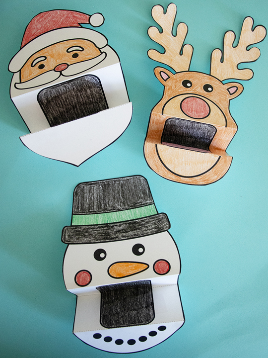 Free Printable Paper Christmas Hand Puppets - Pjs and Paint