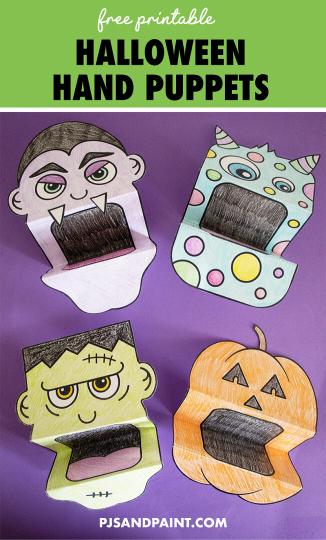Free Printable Paper Halloween Hand Puppets - Pjs and Paint