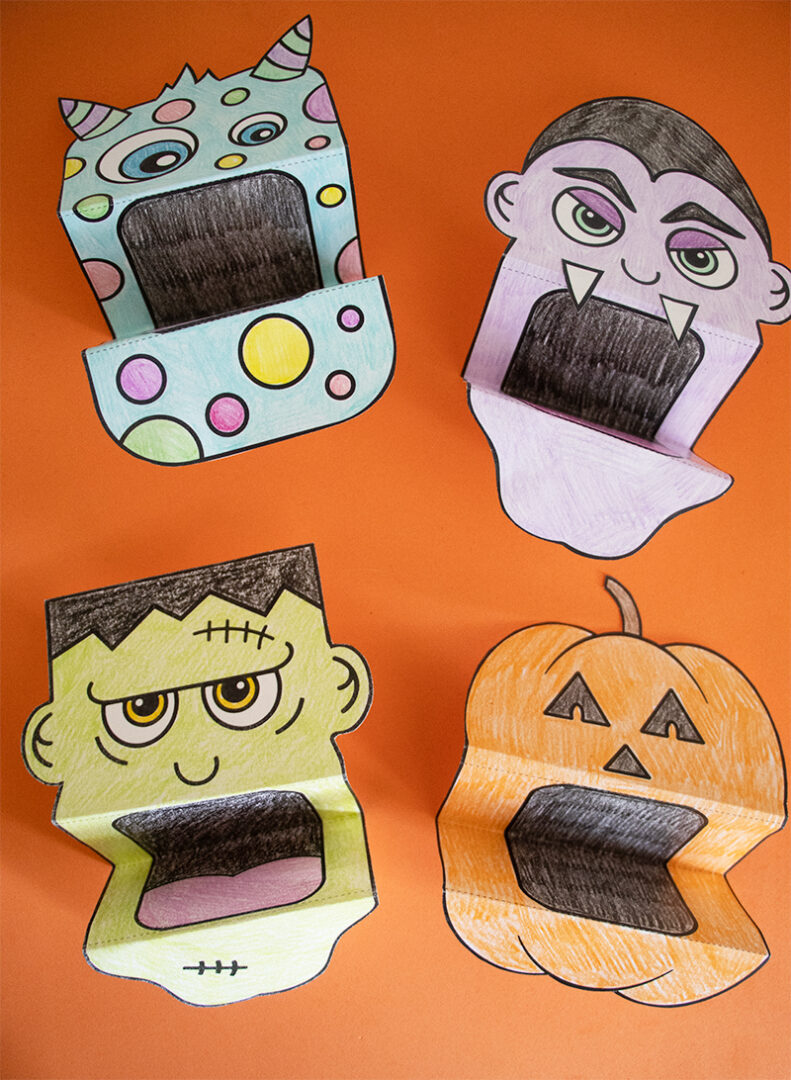 Free Printable Paper Halloween Hand Puppets - Pjs and Paint