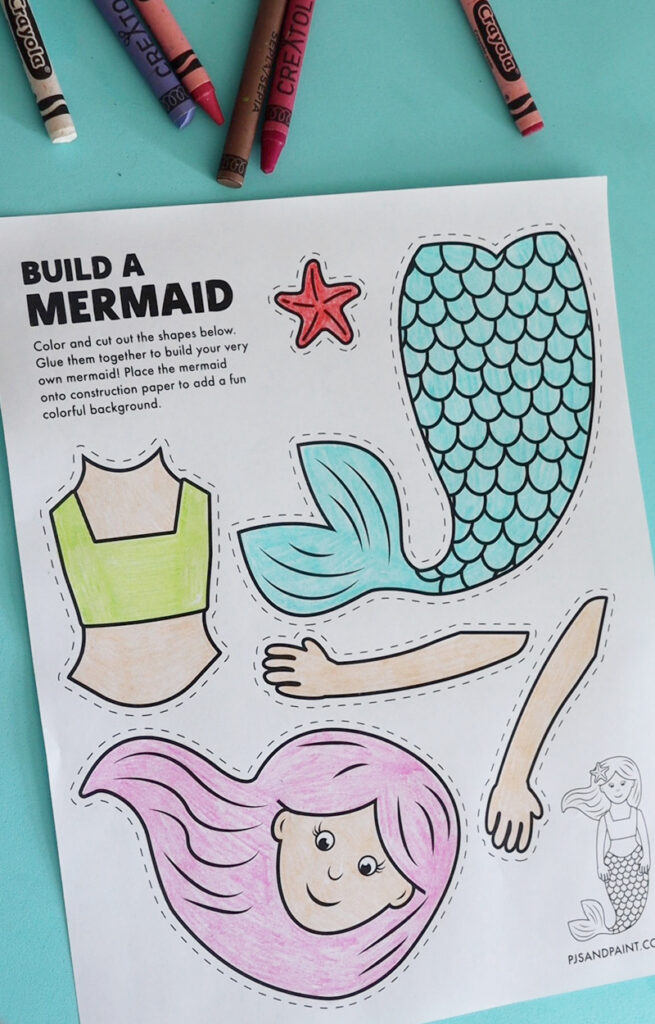 Free Printable Build a Mermaid Craft - Pjs and Paint