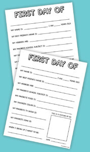 Free Printable First Day of School Questionnaire - Pjs and Paint