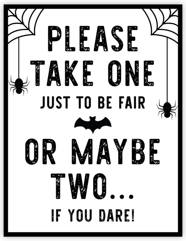 Free Printable Halloween Candy Sign | Please Take One - Pjs and Paint