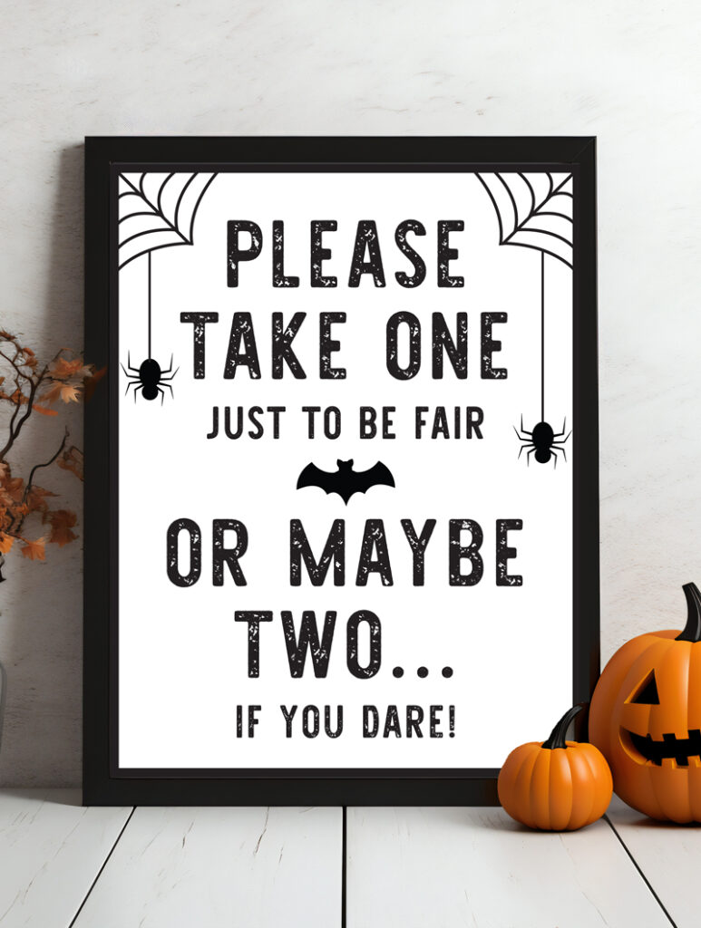 Free Printable Halloween Candy Sign | Please Take One - Pjs and Paint