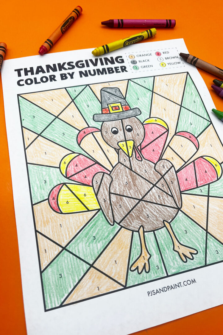 Free Printable Thanksgiving Color by Number Worksheet - Pjs and Paint