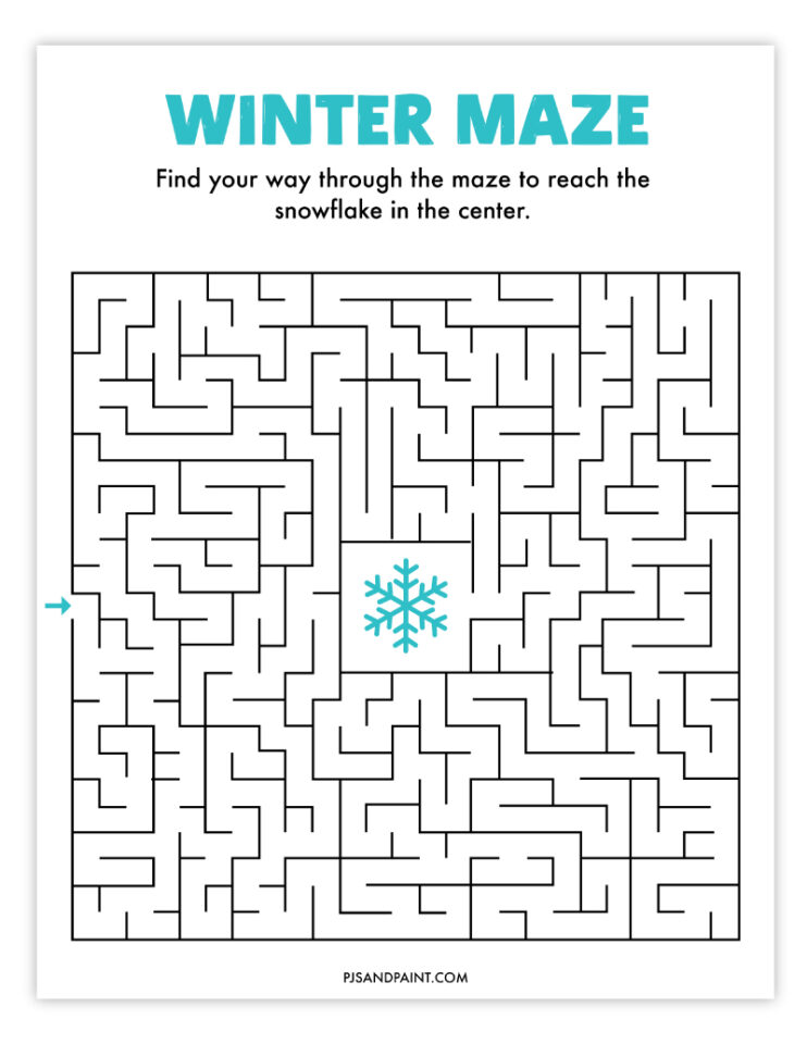 Free Printable Winter Maze - Pjs and Paint