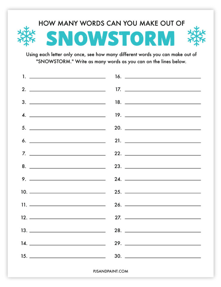15 Free Printable Winter Games and Activities - Pjs and Paint