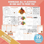 Free Printable Thanksgiving Activity and Coloring book for Kids