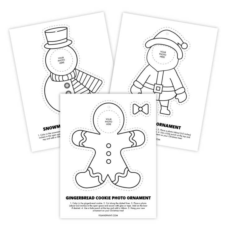 Free Printable DIY Photo Ornaments for Kids - Pjs and Paint