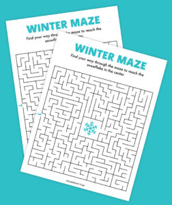 Free Printable Winter Maze - Pjs and Paint