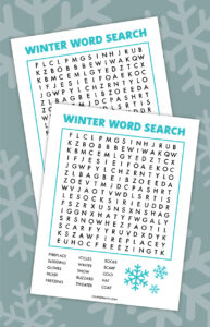 Free Printable Winter Word Search - Pjs and Paint